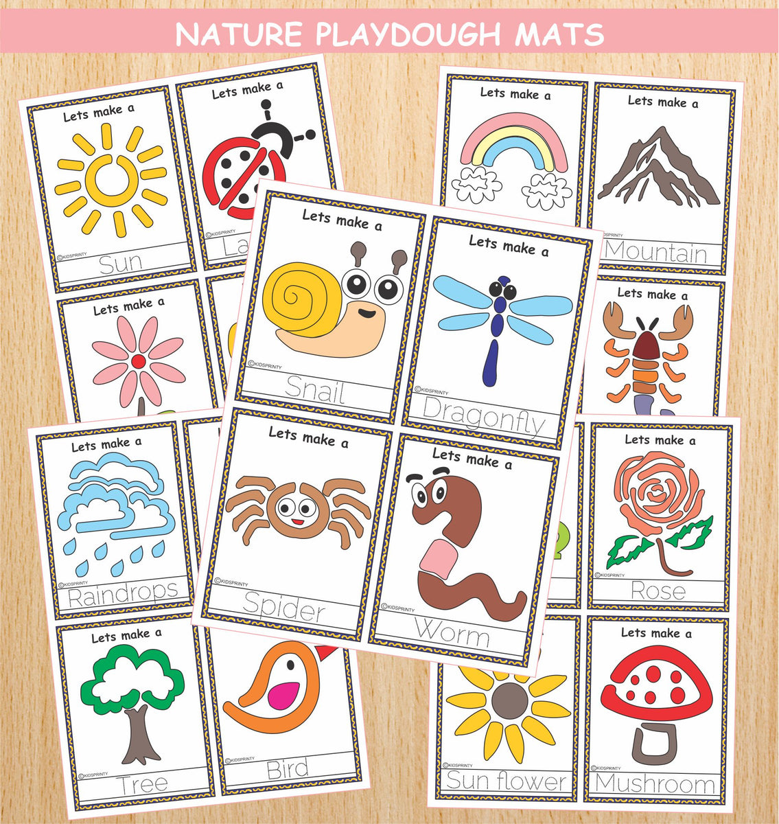 Nature Play Dough Mats (20 Visual cards) – Kids Printy