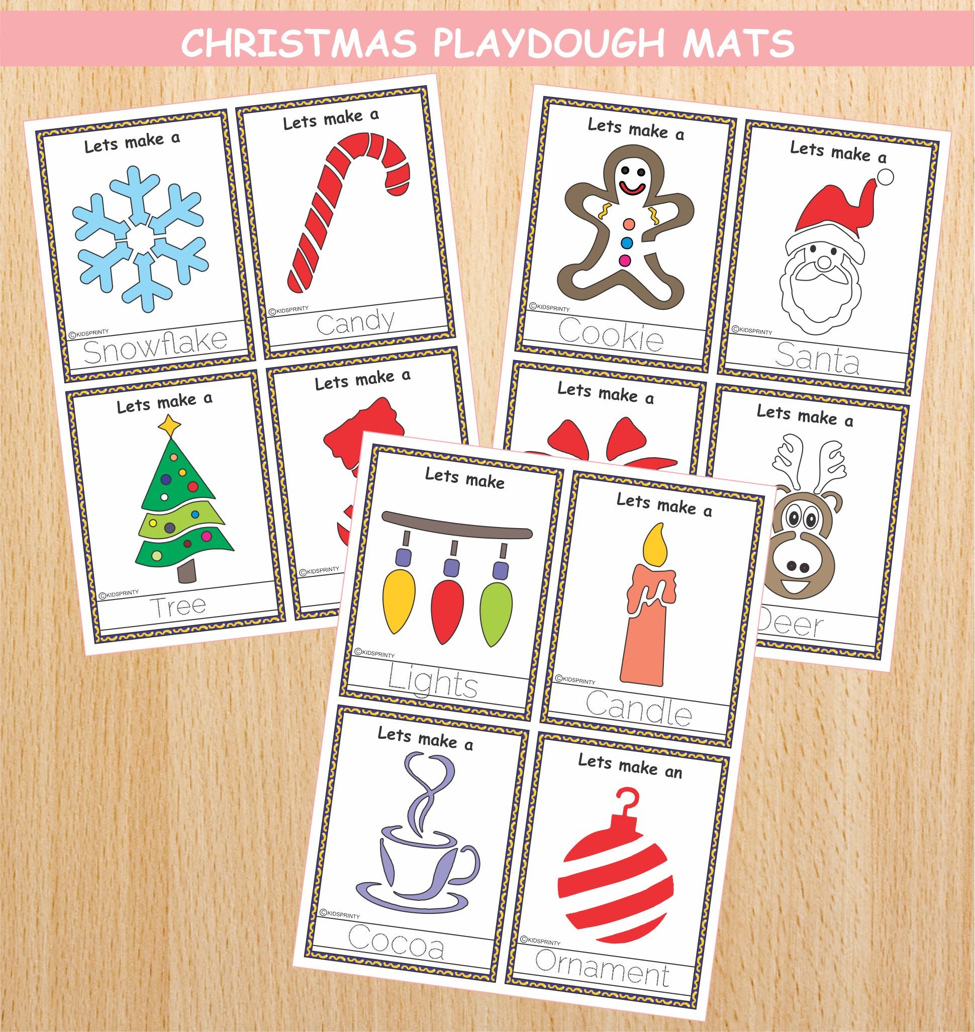 Christmas Play Dough Mats (12 Visual Cards) – Kids Printy